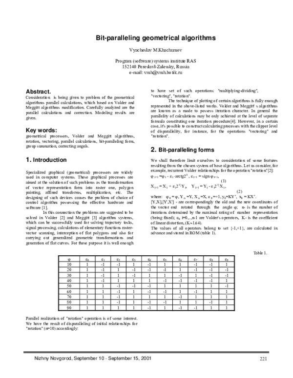 Pdf Bit Paralleling Geometrical Algorithms