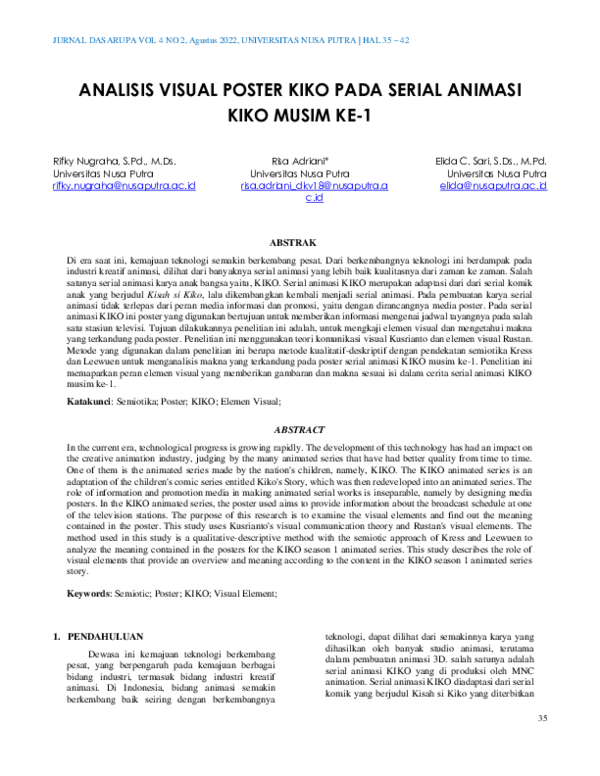 (PDF) Analisis Visual Poster Kiko Pada Serial Animasi Kiko Musim KE-1