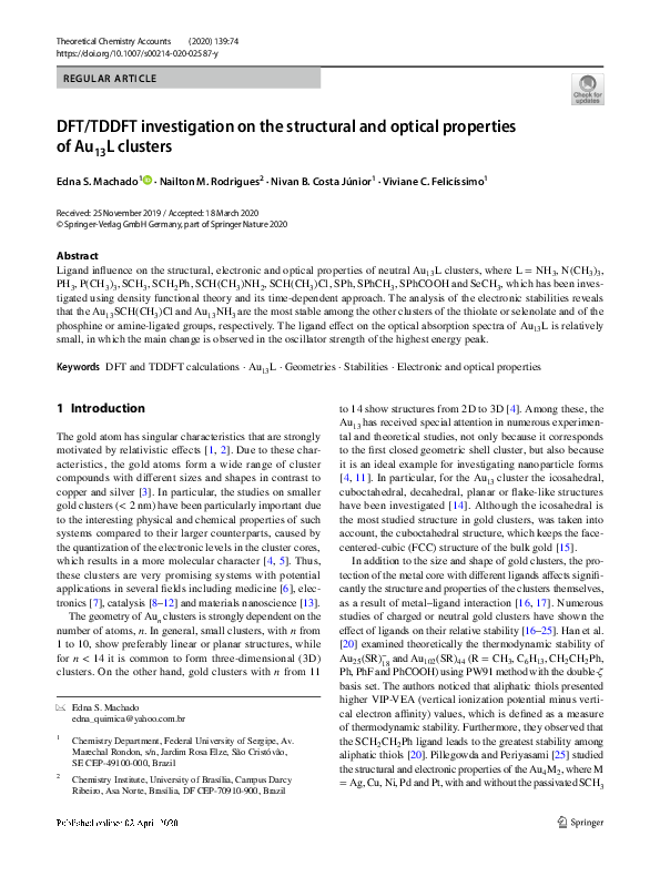 (PDF) DFT/TDDFT investigation on the structural and optical properties ...