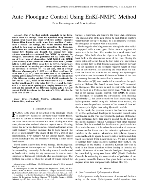 (PDF) Auto Floodgate Control Using EnKf-NMPC Method
