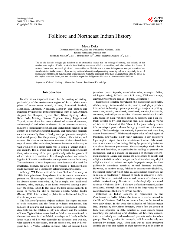 (PDF) Folklore and Northeast Indian History