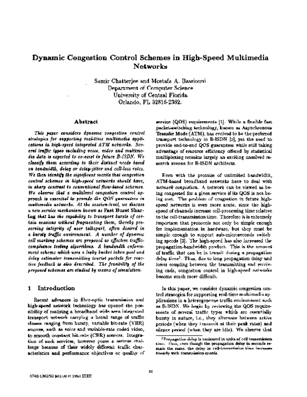 Pdf Dynamic Congestion Control Schemes In High Speed Multimedia Networks