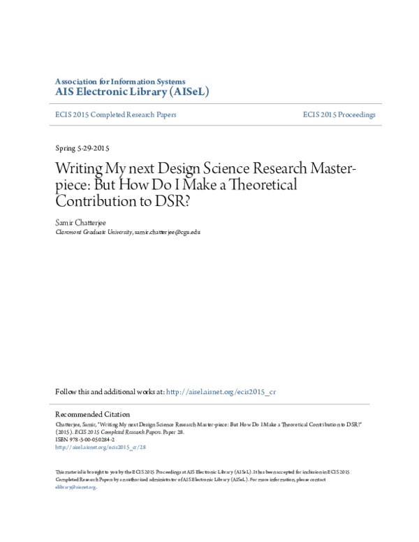 (PDF) Writing My next Design Science Research Master-piece: But How Do ...