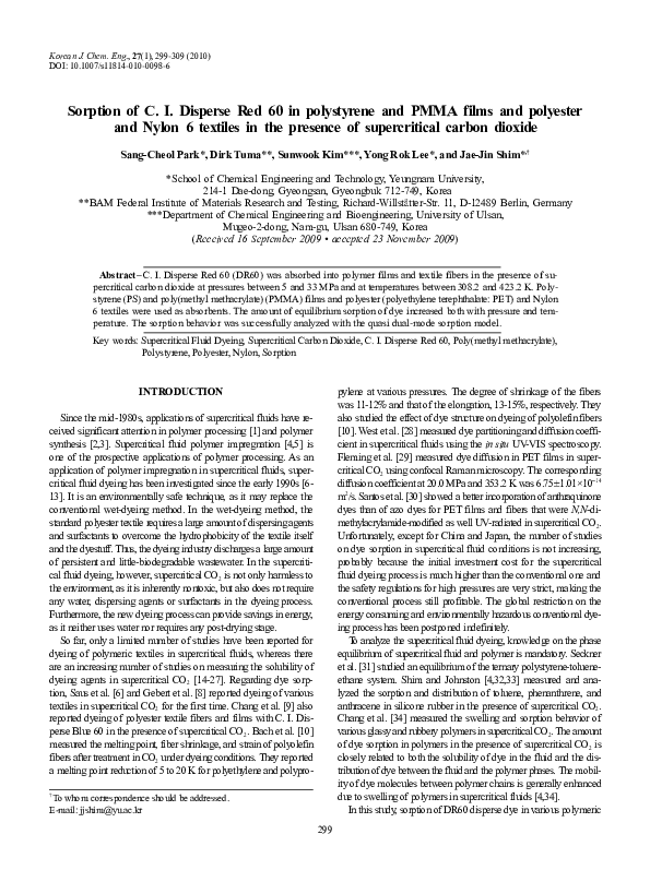 (PDF) Sorption of C. I. Disperse Red 60 in polystyrene and PMMA films ...