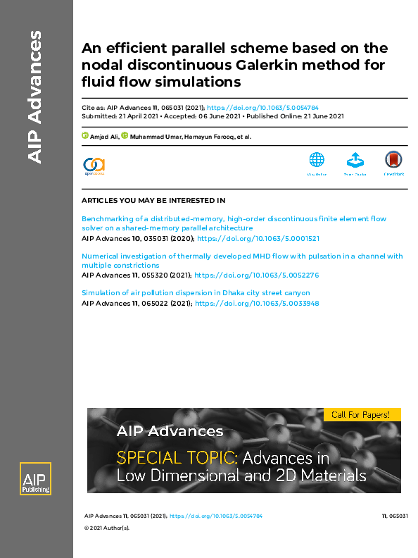 (PDF) An efficient parallel scheme based on the nodal discontinuous Galerkin method for fluid ...