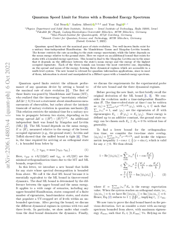 (PDF) Quantum Speed Limit for States with a Bounded Energy Spectrum
