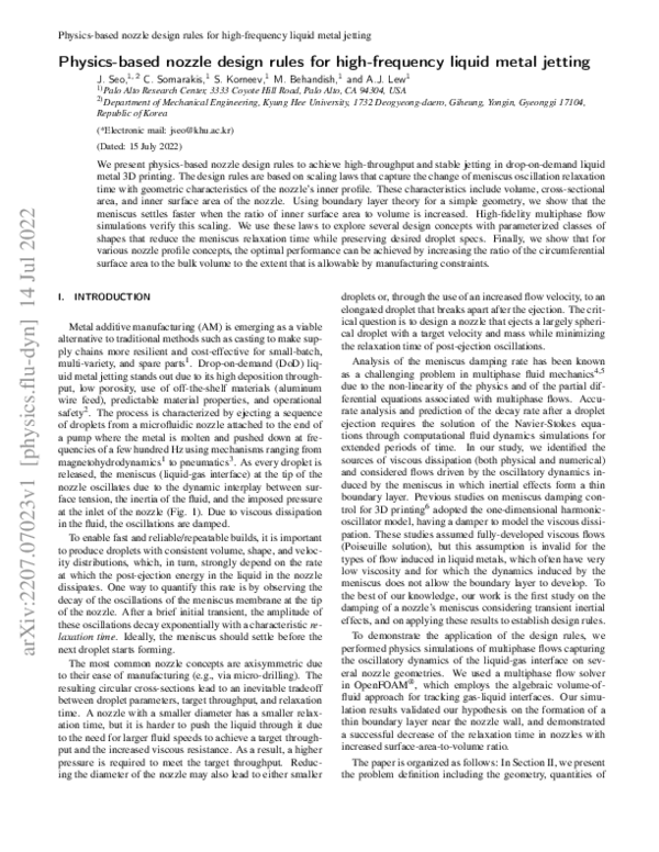 (PDF) Physics-Based Nozzle Design Rules for High-Frequency Liquid Metal ...
