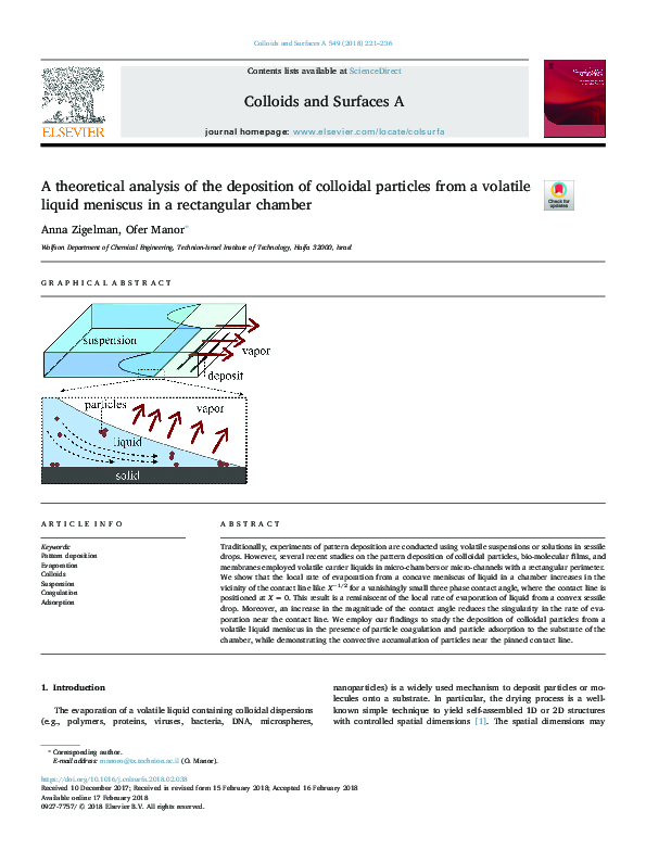 (PDF) A theoretical analysis of the deposition of colloidal particles ...