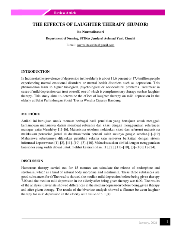 (PDF) THE EFFECTS OF LAUGHTER THERAPY (HUMOR