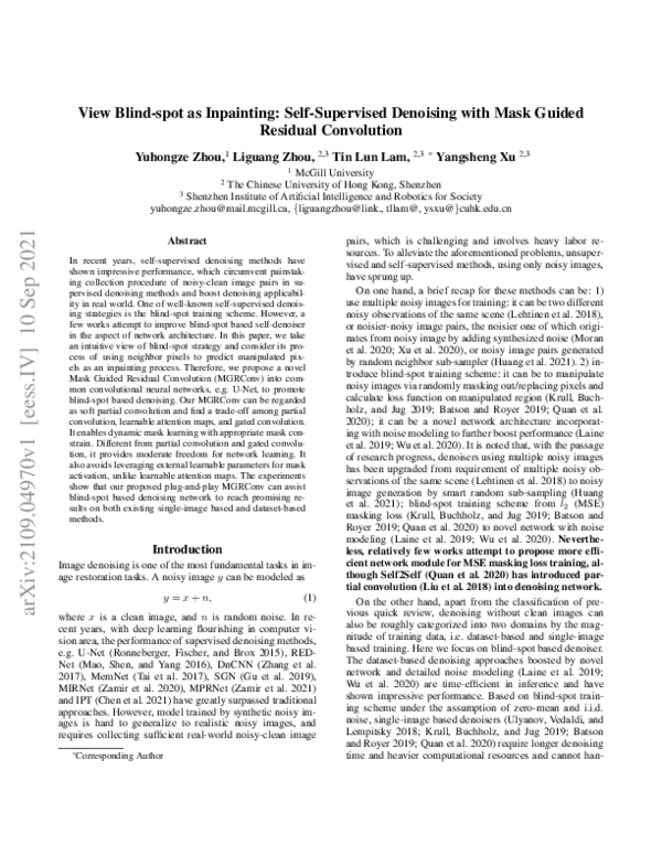 (PDF) View Blind-spot as Inpainting: Self-Supervised Denoising with ...