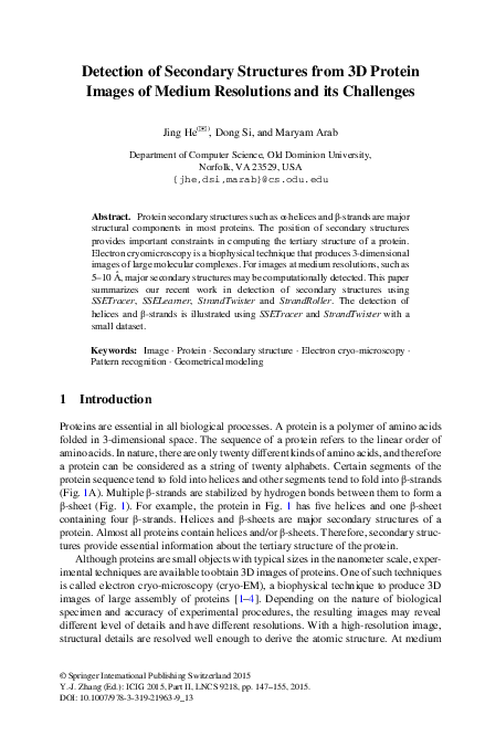 (PDF) Detection of Secondary Structures from 3D Protein Images of Medium Resolutions and its ...
