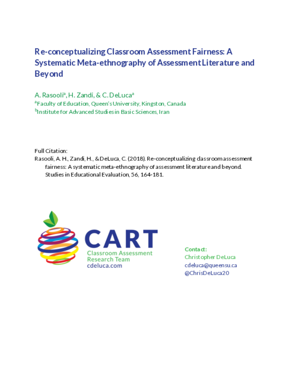 (PDF) Re-conceptualizing classroom assessment fairness: A systematic ...