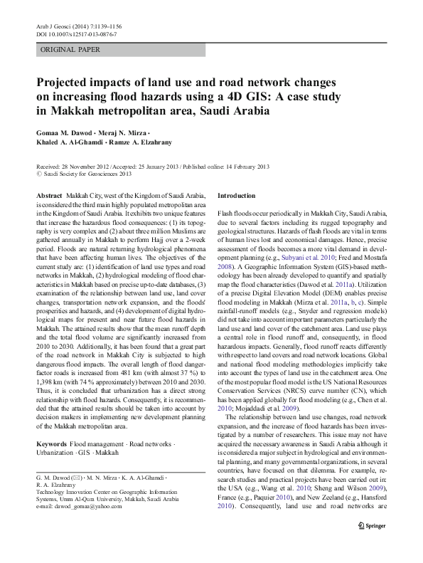 (PDF) Projected impacts of land use and road network changes on ...