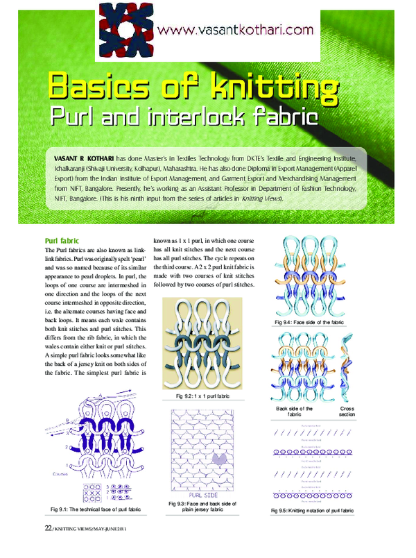 (PDF) Basics of Knitting Purl and Interlock Fabric