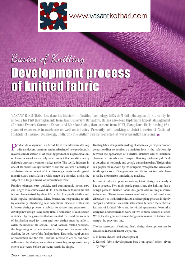 (PDF) Developement Process of Knitted Fabric