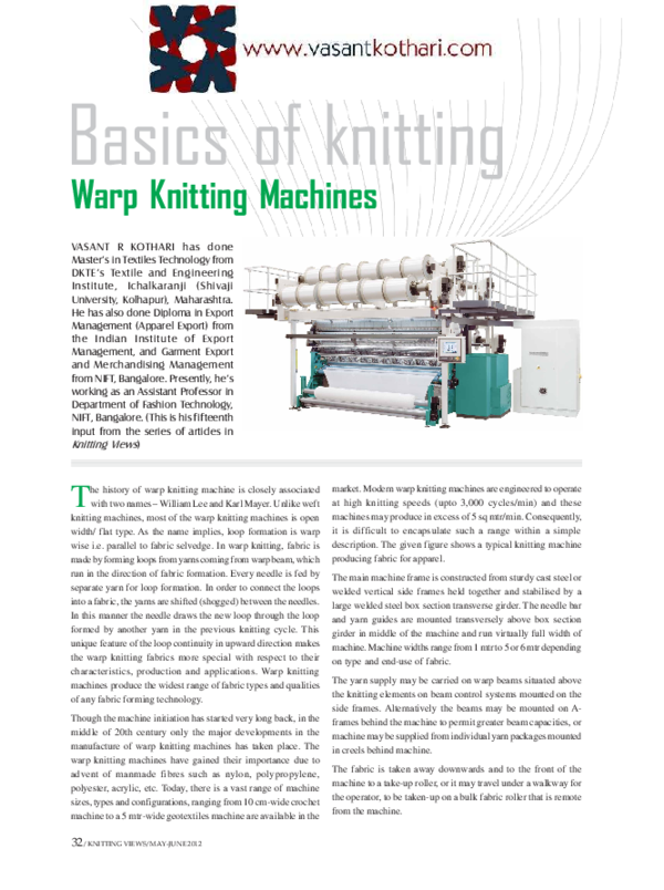 (PDF) Warp Knitting Machines