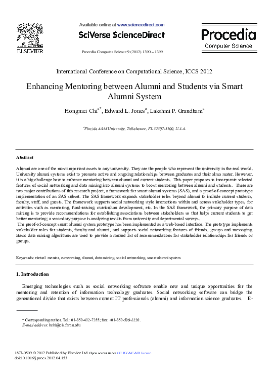 (PDF) Enhancing Mentoring Between Alumni and Students via Smart Alumni ...