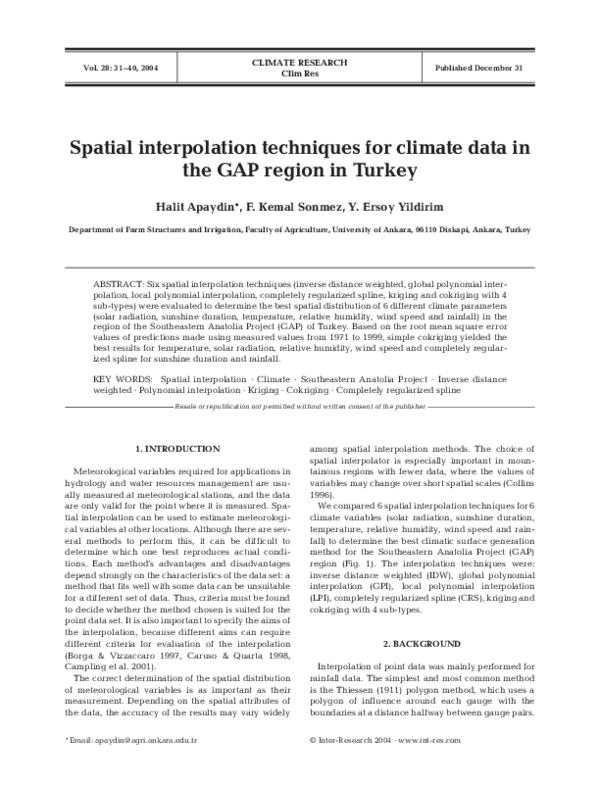(PDF) Spatial interpolation techniques for climate data in the GAP ...