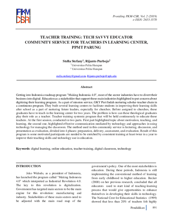 (PDF) Teacher Training: Tech Savvy Educator Community Service For ...