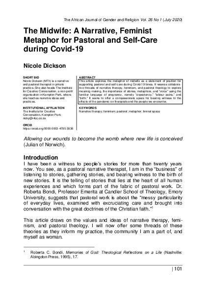 (PDF) The Midwife: A Narrative, Feminist Metaphor for Pastoral and Self ...