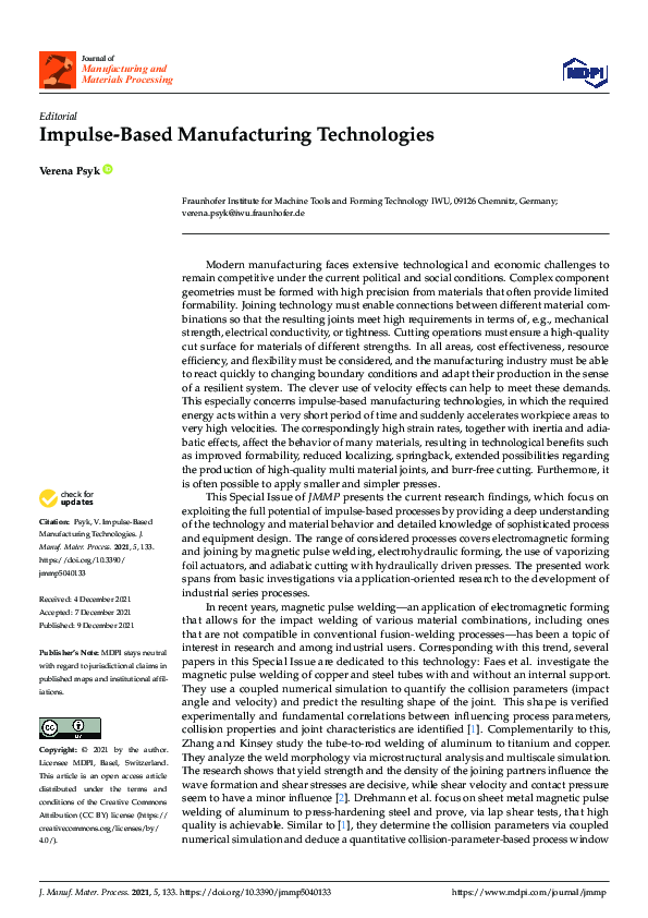 (PDF) Impulse-Based Manufacturing Technologies