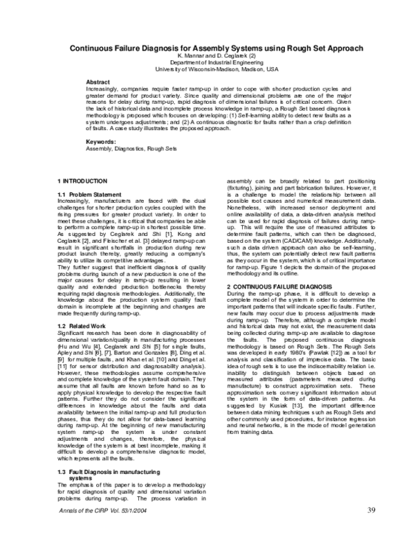 (PDF) Continuous Failure Diagnosis for Assembly Systems using Rough Set ...
