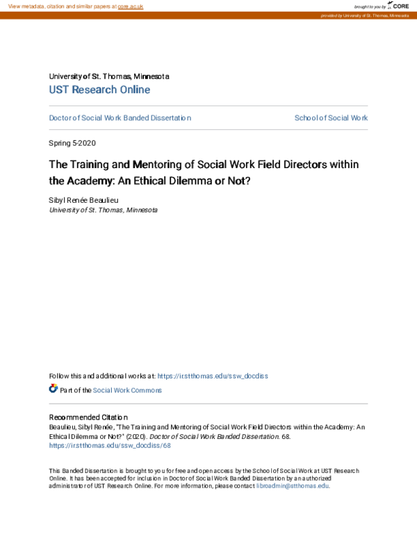 (PDF) The Training and Mentoring of Social Work Field Directors within the Academy: An Ethical ...