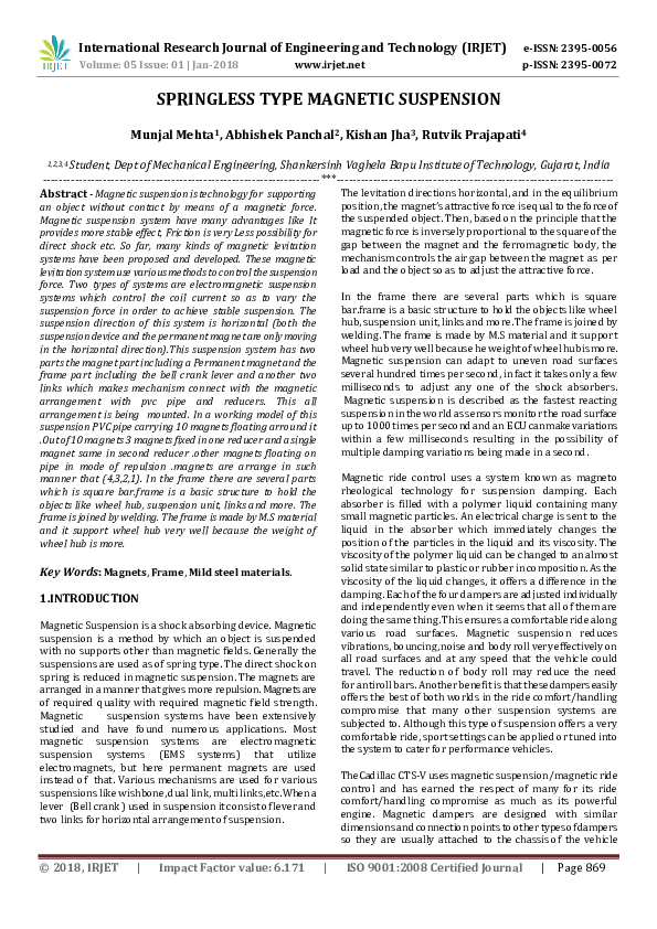 (PDF) Magnetic Suspension Without Springs