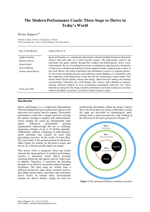 (PDF) The Modern Performance Coach: Three Steps to Thrive in Today's World