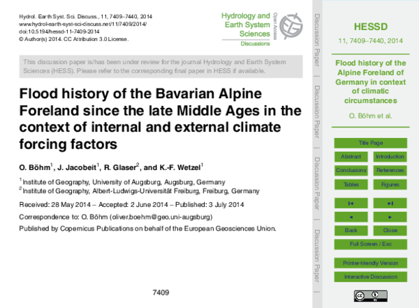 (PDF) Flood history of the Bavarian Alpine Foreland since the late ...