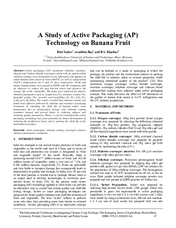 (PDF) A Study of Active Packaging (AP) Technology on Banana Fruit