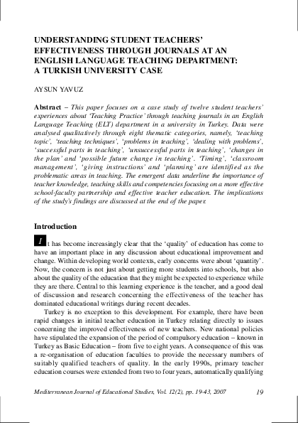 (PDF) Understanding student teachers' effectiveness through journals at an English language ...