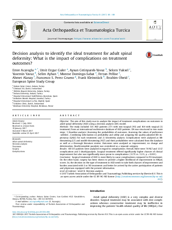 (PDF) Decision analysis to identify the ideal treatment for adult spinal deformity: What is the ...