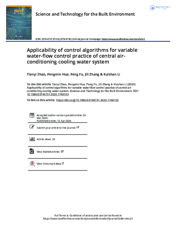 Pdf Applicability Of Control Algorithms For Variable Water Flow