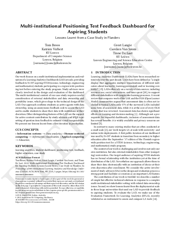 (PDF) Multi-institutional positioning test feedback dashboard for ...