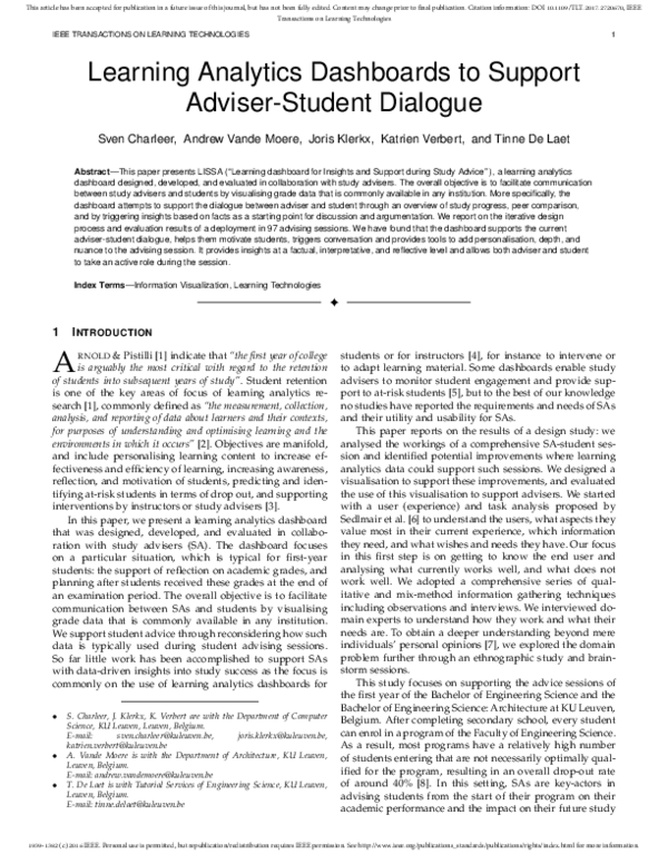 (PDF) Learning Analytics Dashboards to Support Adviser-Student Dialogue