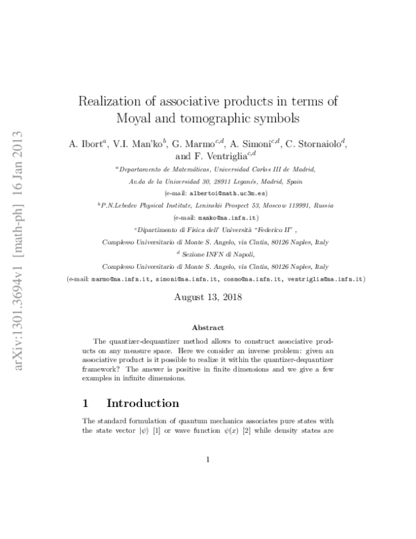 (PDF) Realization of associative products in terms of Moyal and ...
