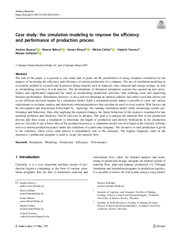 (PDF) Case study: the simulation modeling to improve the efficiency and performance of ...