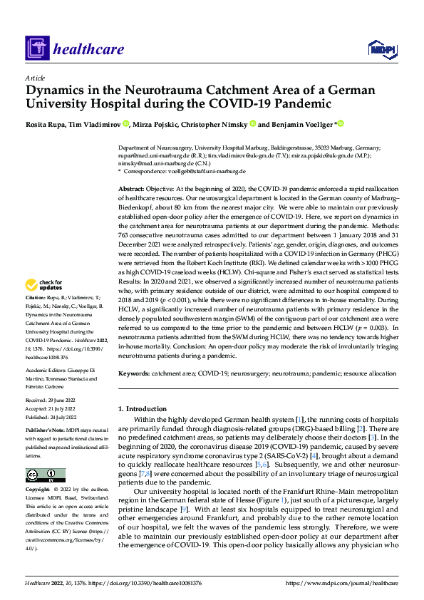 (PDF) Dynamics in the Neurotrauma Catchment Area of a German University ...