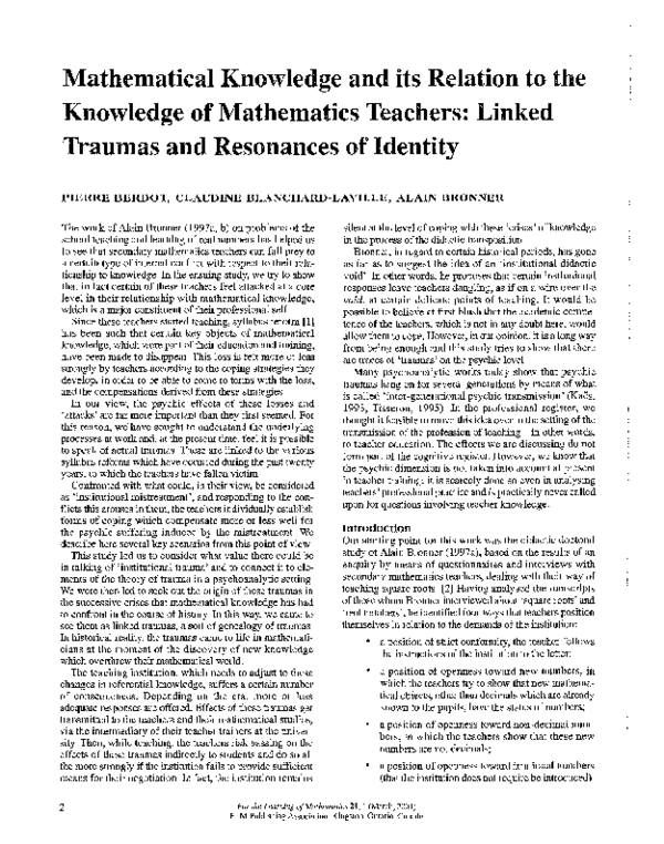 (PDF) Mathematical Knowledge and Its Relation to the Knowledge of ...
