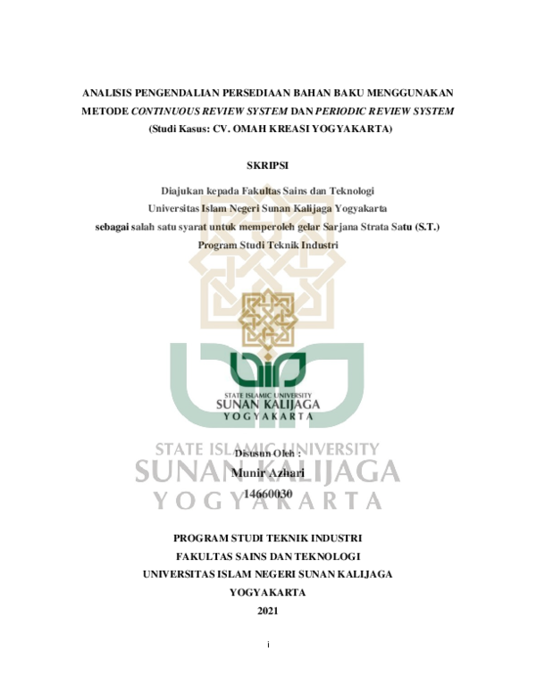 (PDF) ANALISIS PENGENDALIAN PERSEDIAAN BAHAN BAKU MENGGUNAKAN METODE ...