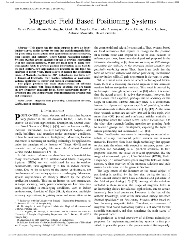 (PDF) Magnetic Field-Based Positioning Systems