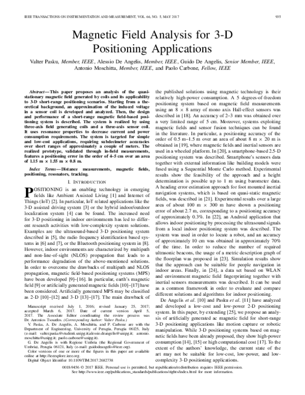 (PDF) Magnetic Field Analysis for 3-D Positioning Applications
