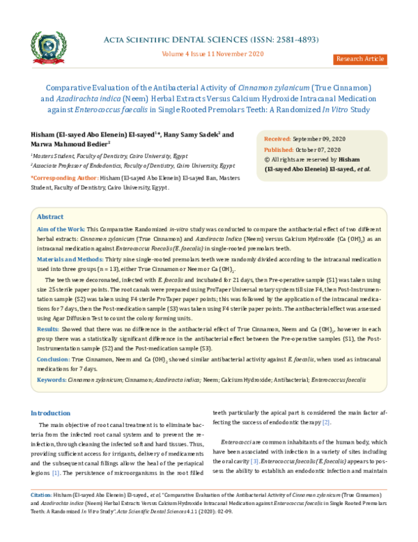(PDF) Comparative Evaluation of the Antibacterial Activity of Cinnamon zylanicum (True Cinnamon ...