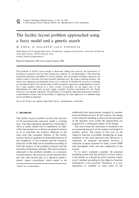 (PDF) The facility layout problem approached using a fuzzy model and a genetic search