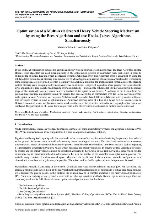 (PDF) Optimization of a Multi-Axle Steered Heavy Vehicle Steering Mechanism by using the Bees ...