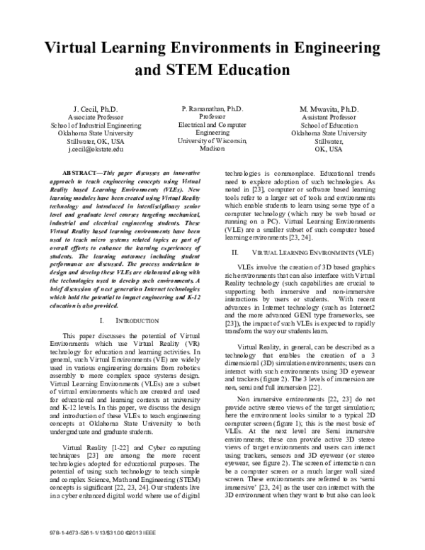 (PDF) Virtual Learning Environments in engineering and STEM education