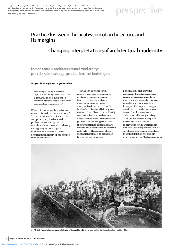 (PDF) Indian temple architecture and modernity: practices, knowledge ...