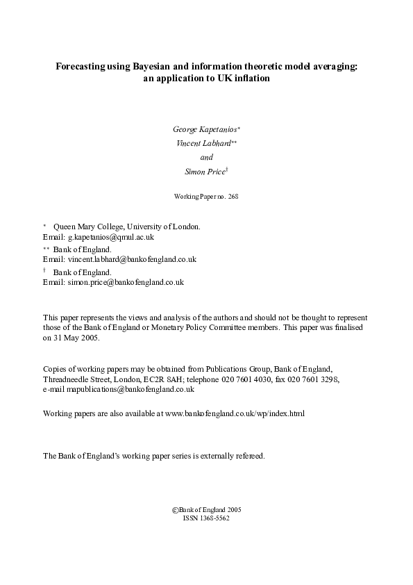 Pdf Forecasting Using Bayesian And Information Theoretic Model Averaging