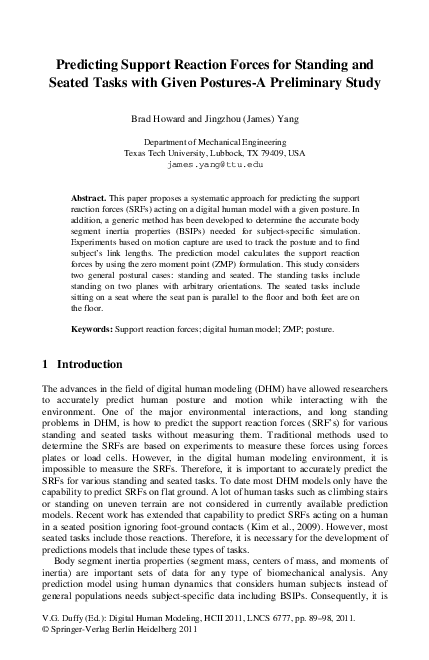 (PDF) Predicting Support Reaction Forces for Standing and Seated Tasks ...